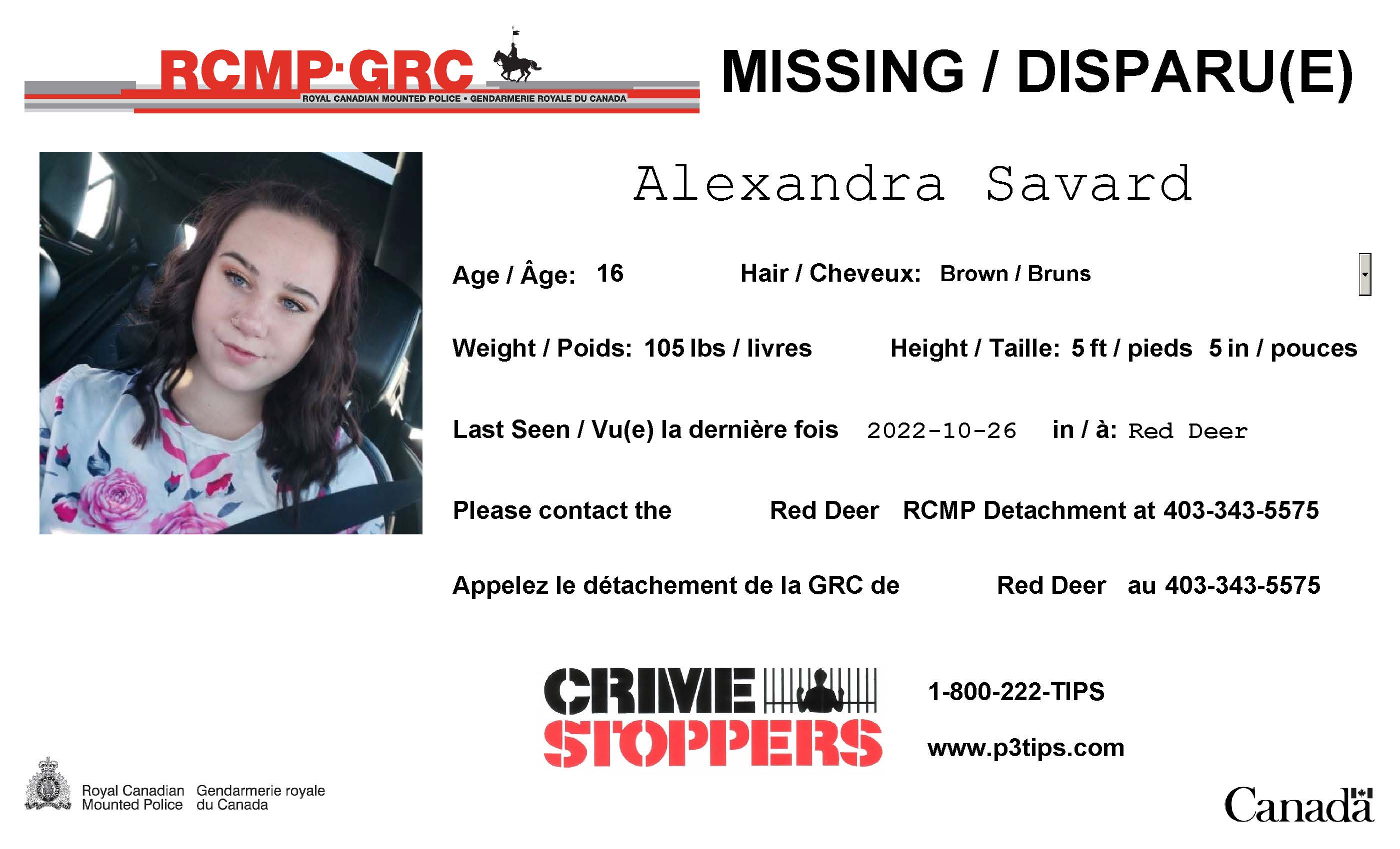 RD RCMP search for missing 16-year-old girl - CentralAlbertaOnline.com ...
