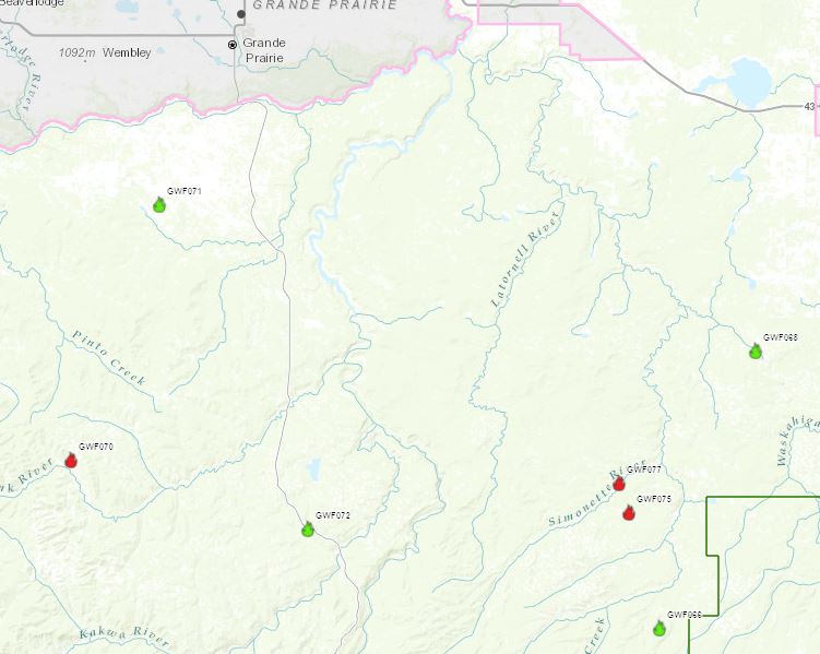Three wildfires out of control in the Grande Prairie forest area ...