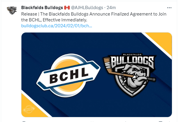 Bulldogs leave AJHL- officially join BC Hockey League for remainder of ...